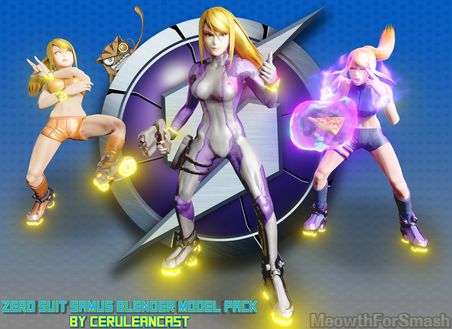 Open3DLab • Zero Suit Samus Smash 4/Ultimate Fusion Blender Model Pack